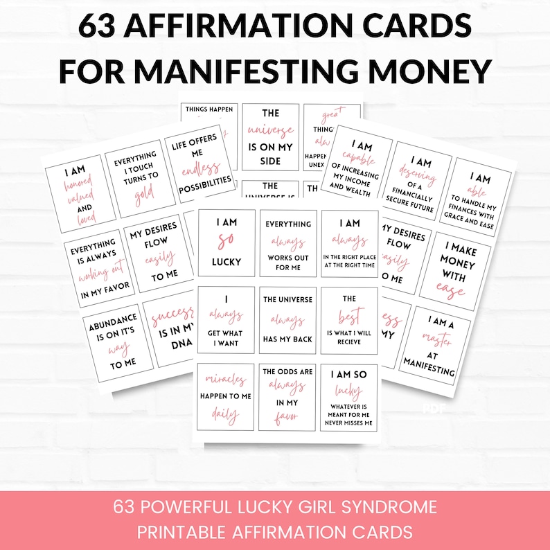 Lucky Girl Syndrome Affirmation Cards Printable Lucky Girl - Etsy