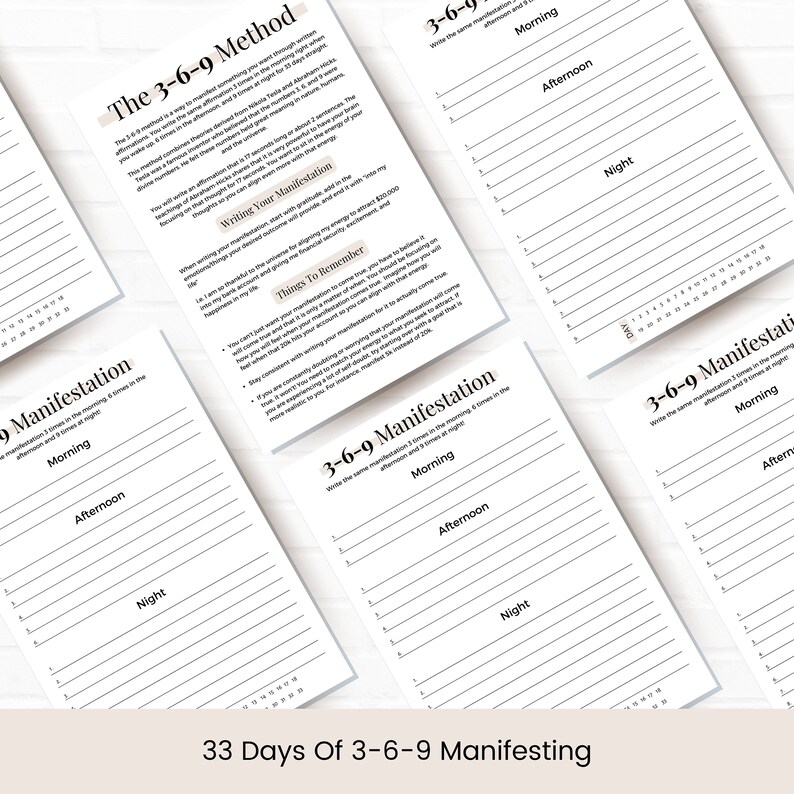 369 Manifestation Journal Printable, 369 Manifest Journal, 369 Method ...