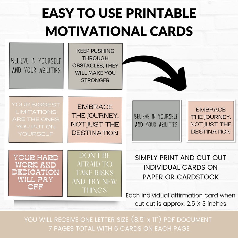 Inspirational Message Cards, Printable Motivational Cards, Mindfulness ...