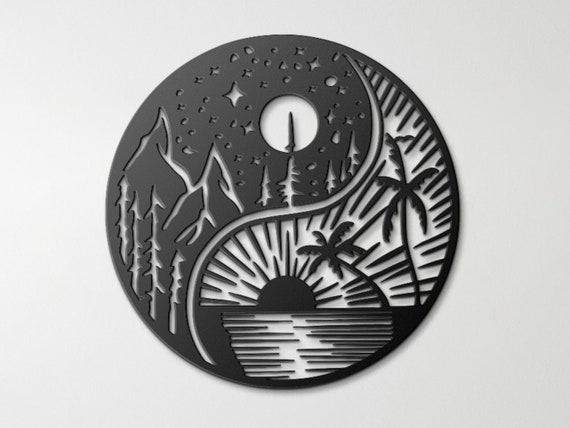 Yin Yang Metal Wall Art Sun & Moon Metal Wall Decor Sun and - Etsy