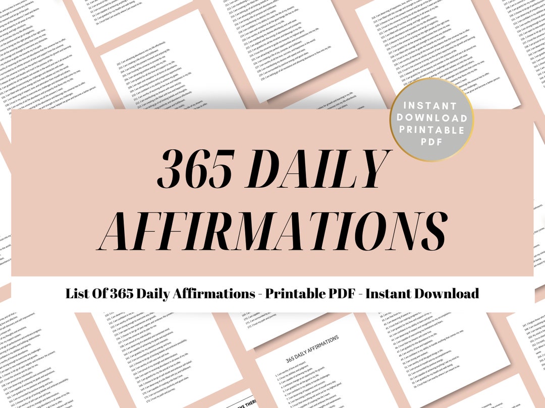 List of 365 Affirmations, Daily Affirmations Printable, Positive ...