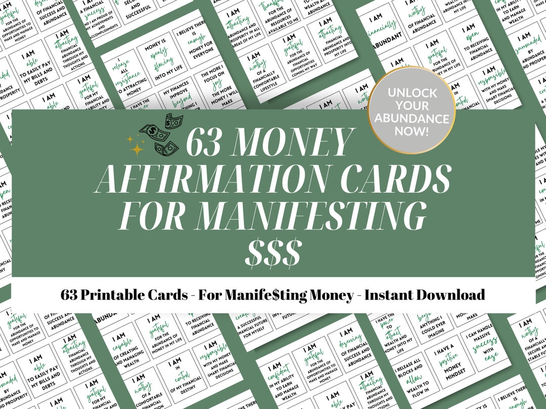 Printable Affirmation Cards for Money, Money Affirmation Cards, Wealth ...