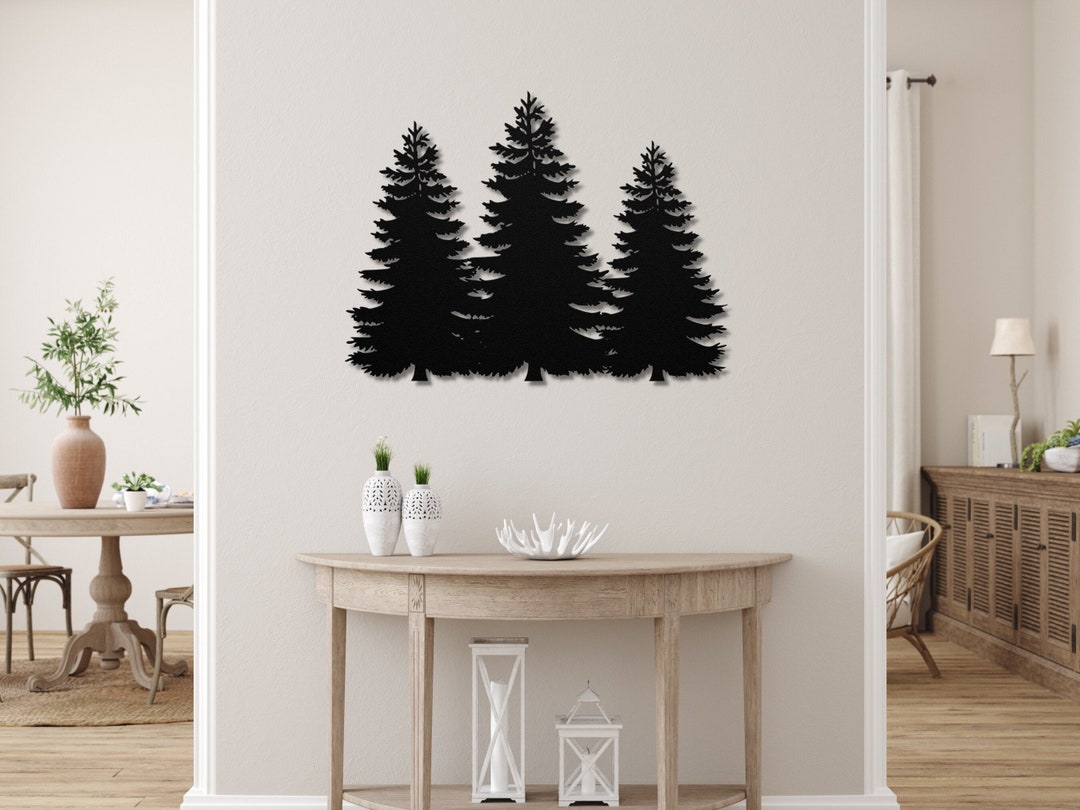 Metal Tree Wall Art, Trees Wall Art Metal, Pine Tree Metal Wall Art ...