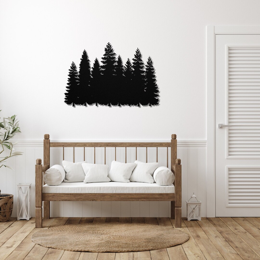 Metal Tree Wall Art, Tree Wall Decor, Forest Wall Art, Pine Tree Wall ...