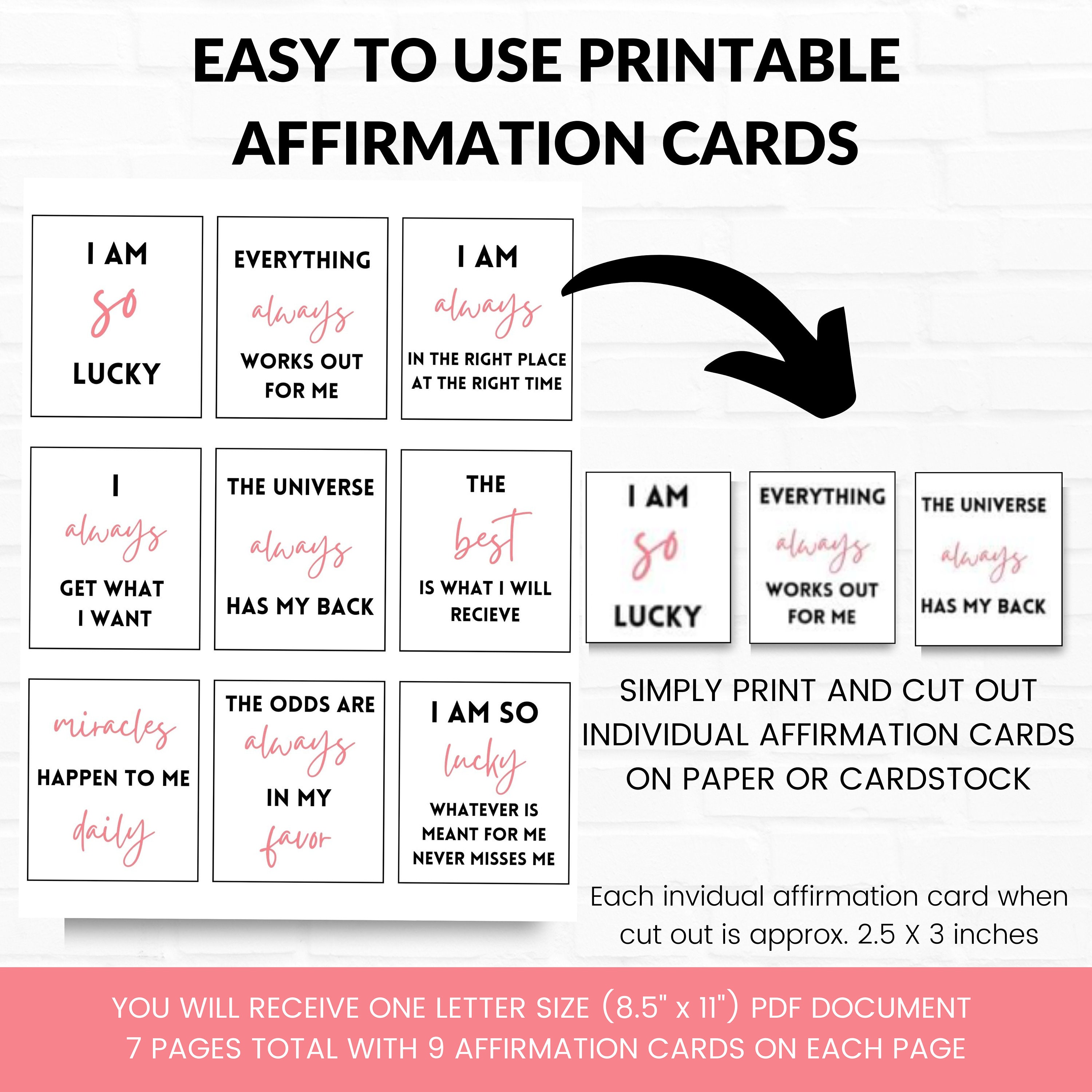 Lucky Girl Syndrome Affirmation Cards Printable Lucky Girl - Etsy