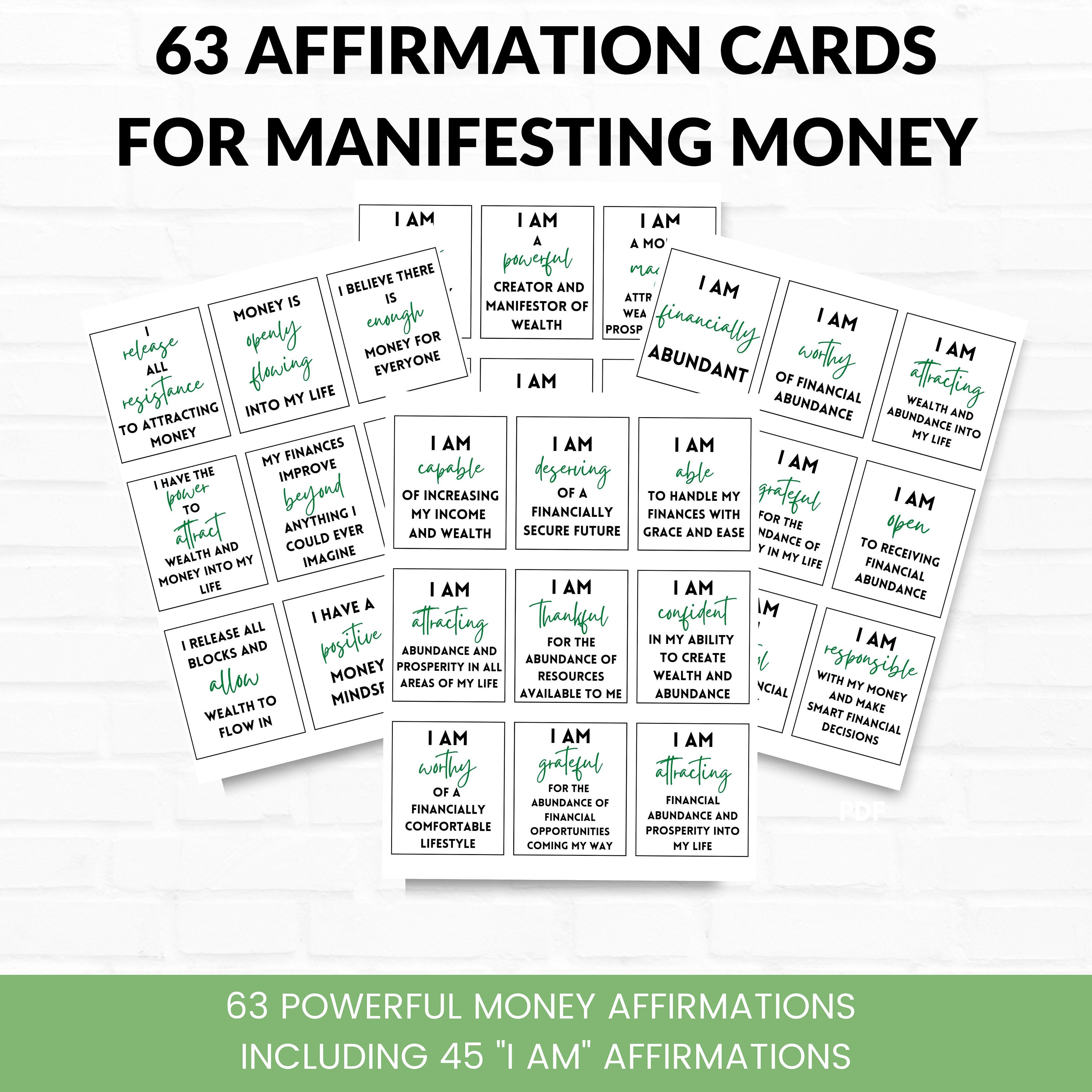 Printable Affirmation Cards for Money, Money Affirmation Cards, Wealth ...