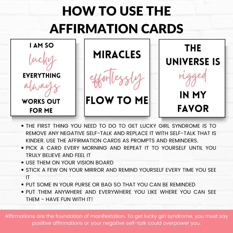 Lucky Girl Syndrome Affirmation Cards Printable Lucky Girl Etsy