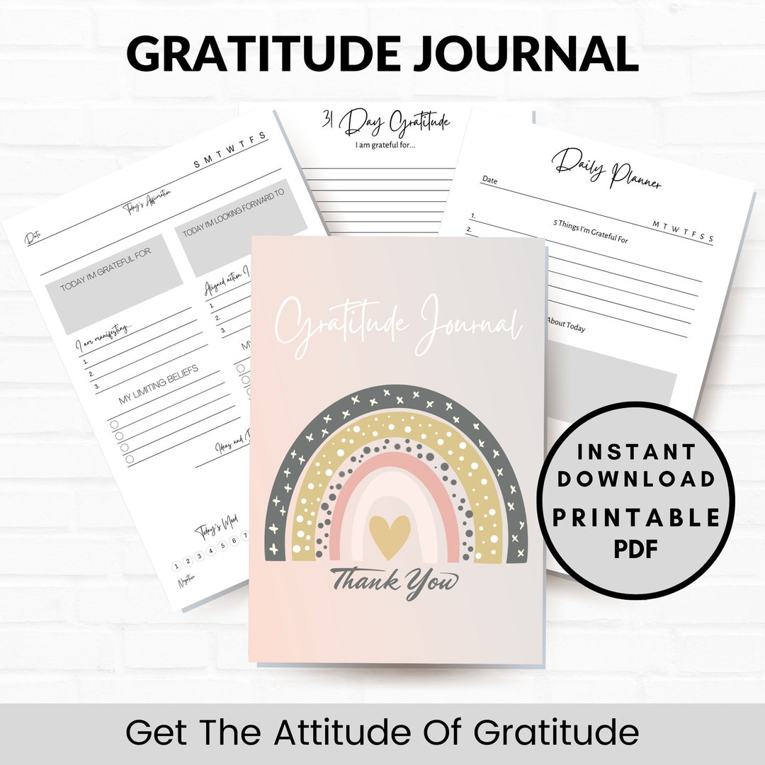 Gratitude Journal Printable, Gratitude Planner, Mindfulness Journal ...