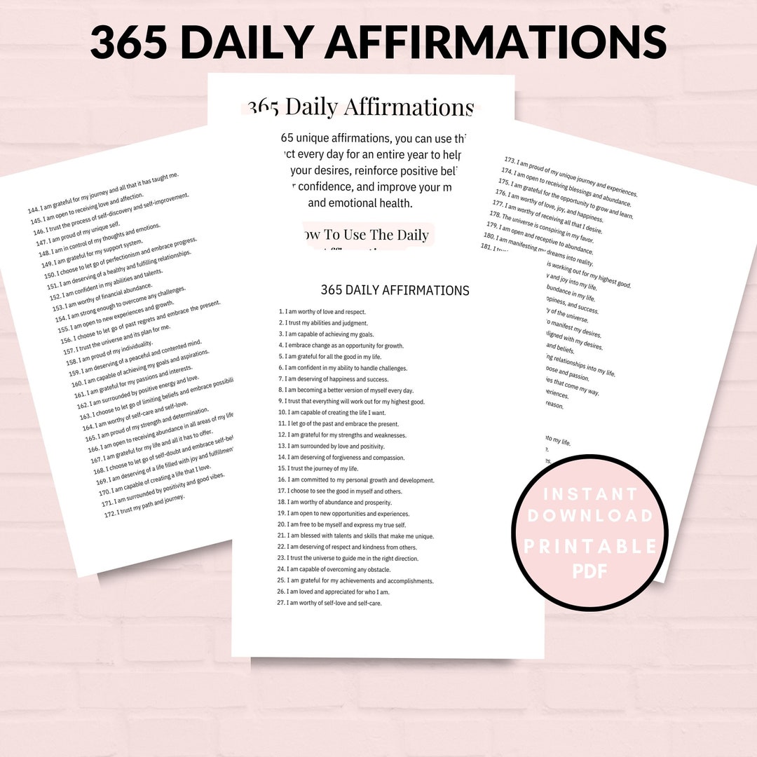 List of 365 Affirmations, Affirmations Printable, Positive Affirmations ...