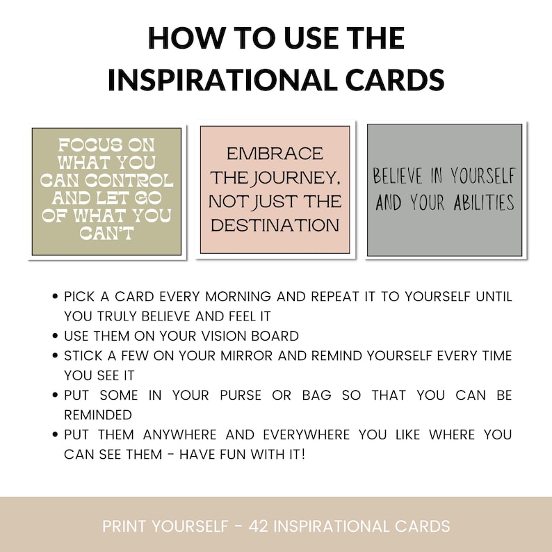 Inspirational Message Cards, Printable Motivational Cards, Mindfulness ...
