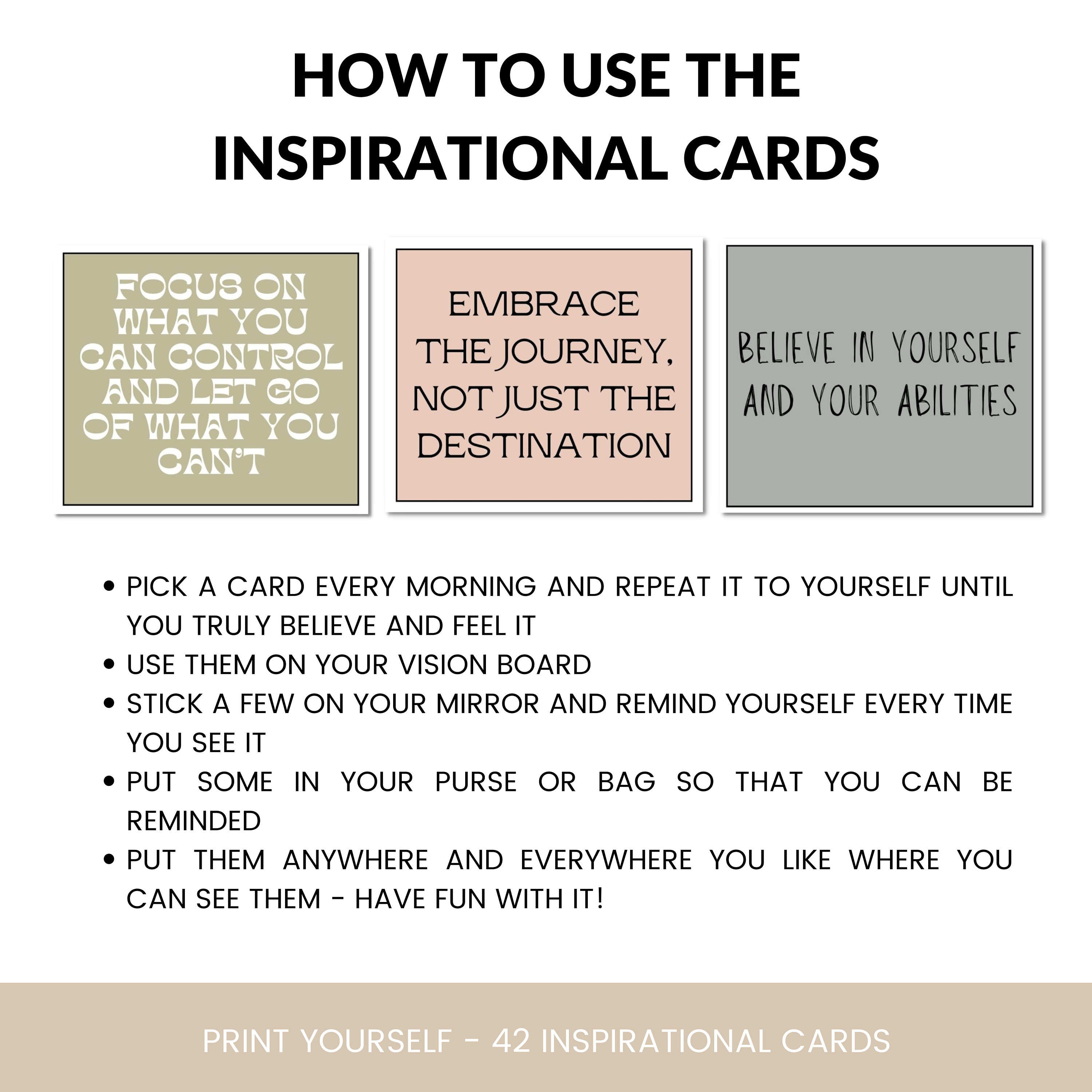 Inspirational Message Cards, Printable Motivational Cards, Mindfulness ...