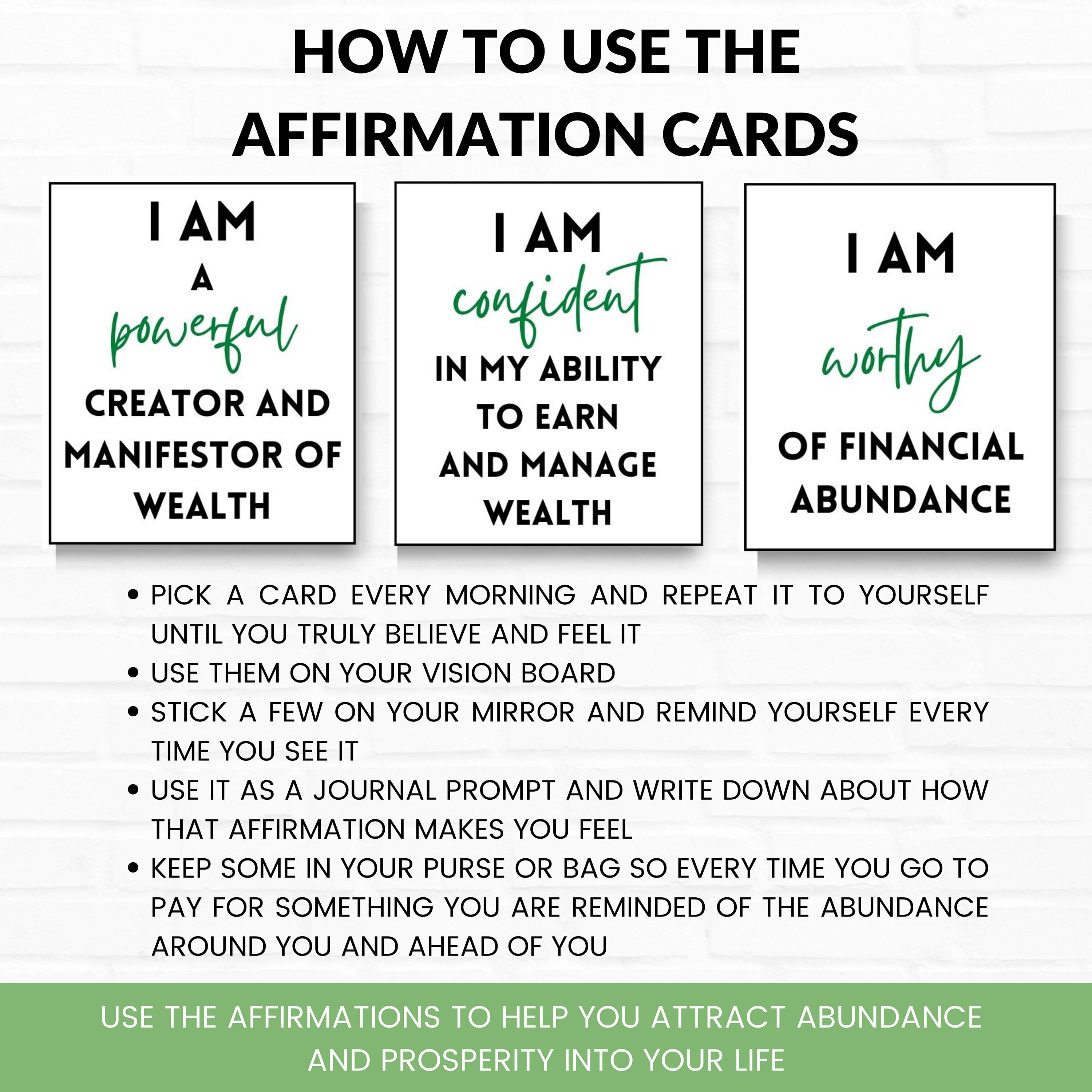 Money Affirmation Cards Printable Affirmation Cards for - Etsy