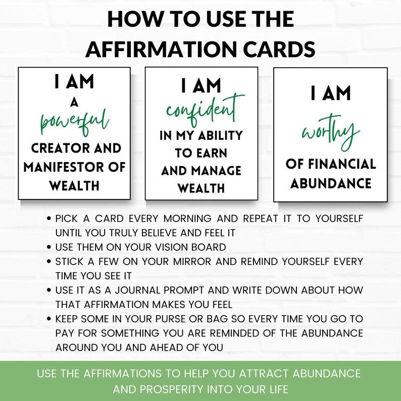 Printable Affirmation Cards for Money, Money Affirmation Cards, Wealth ...