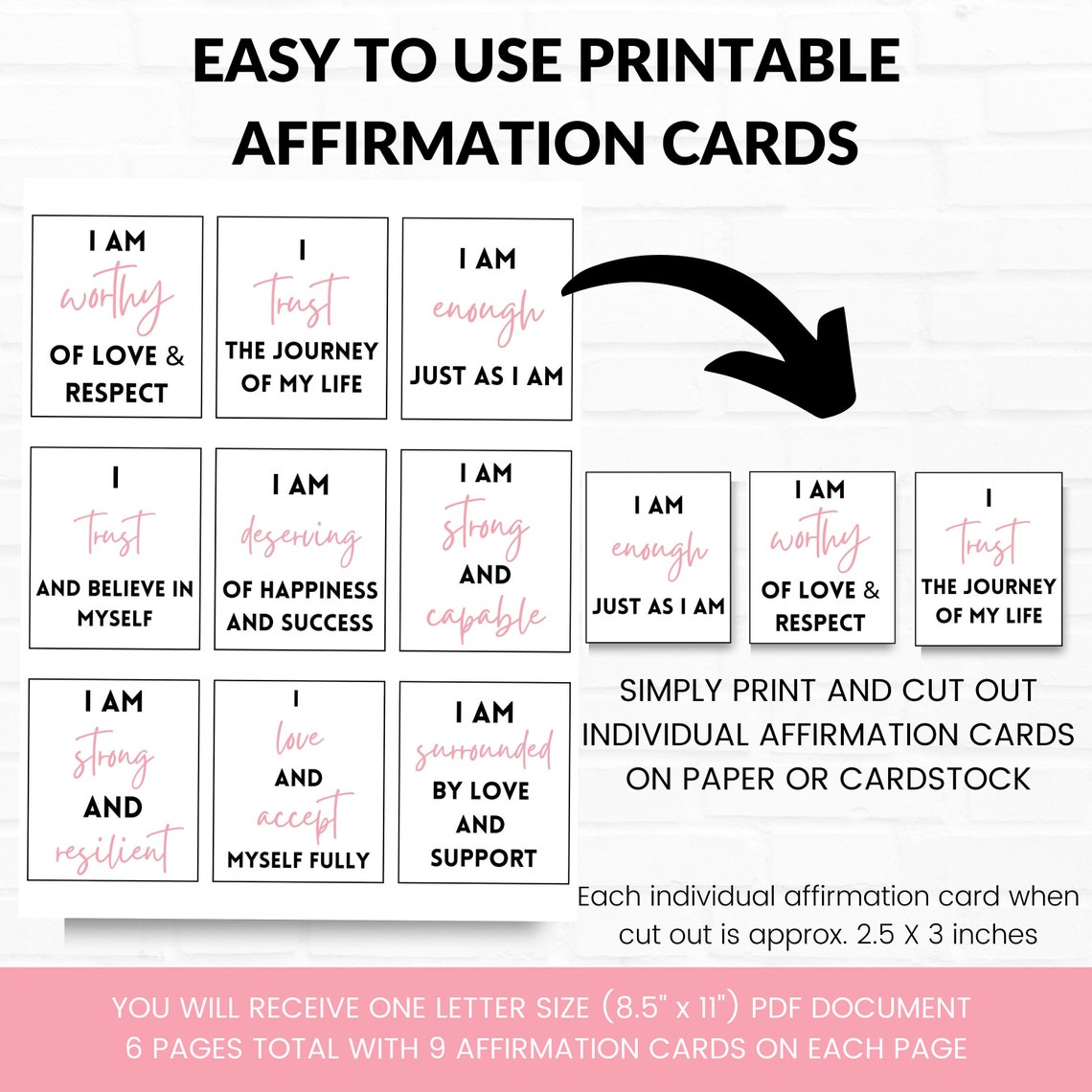 Self Love Affirmation Cards Printable, Positive Affirmation Cards ...