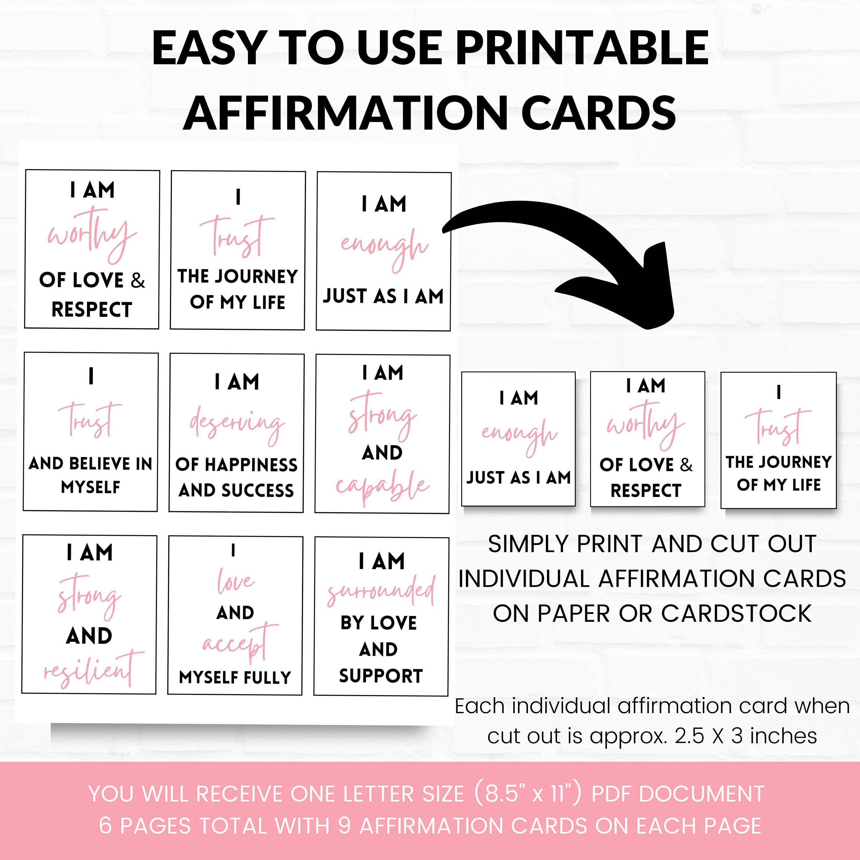 Self Love Affirmation Cards Printable, Positive Affirmation Cards ...