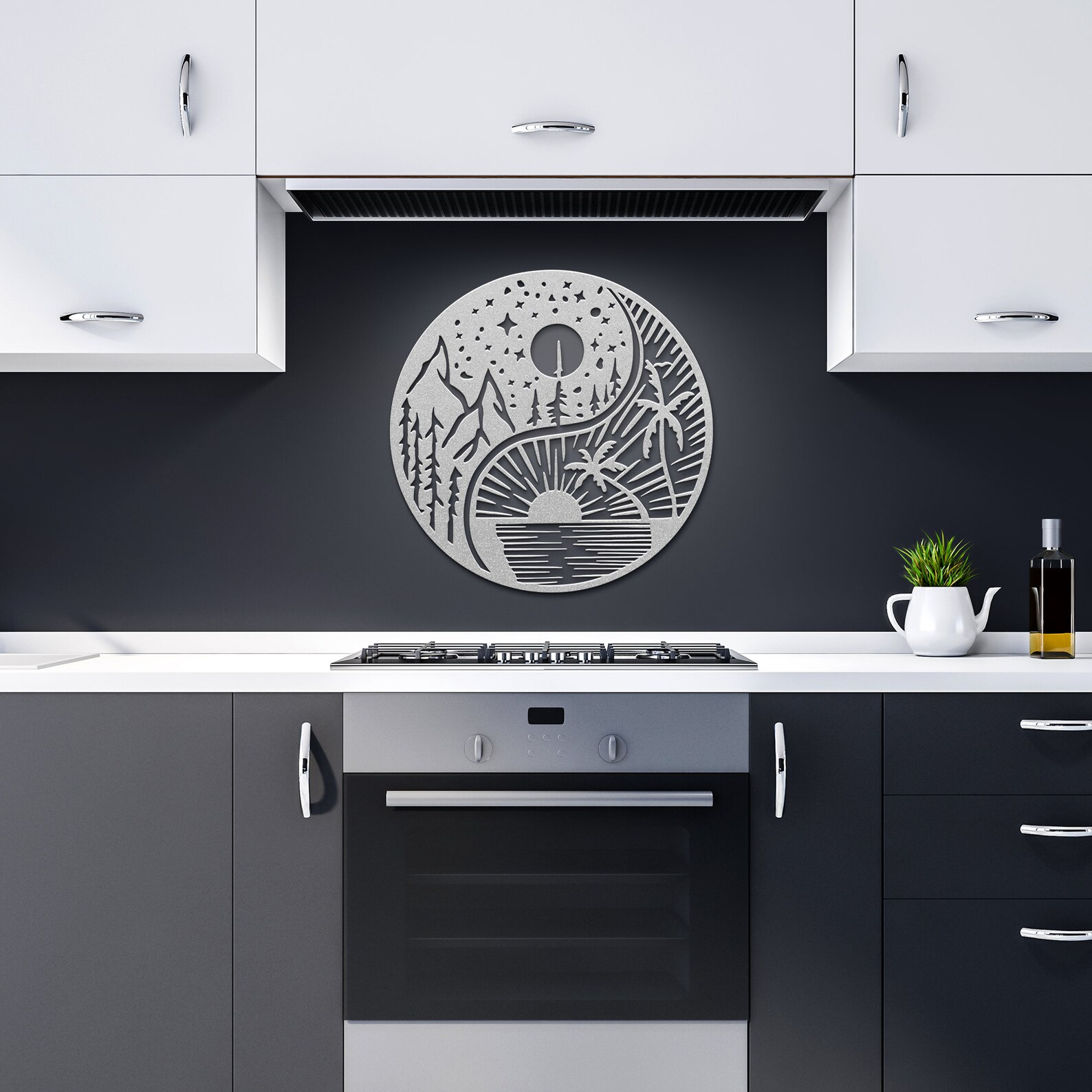 Yin Yang Metal Wall Art Sun & Moon Metal Wall Decor Sun and - Etsy