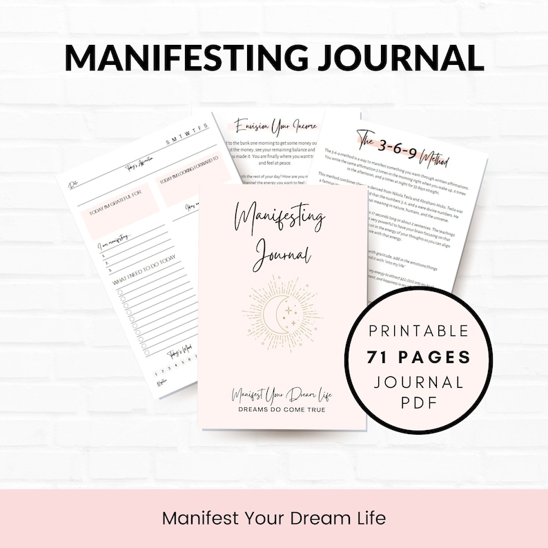 Manifestation Journal Printable, Manifesting Journal, Digital Manifestation Guide, Law of ...