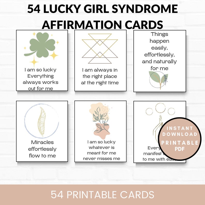 Lucky Girl Syndrome Affirmation Cards Printable Lucky Girl - Etsy