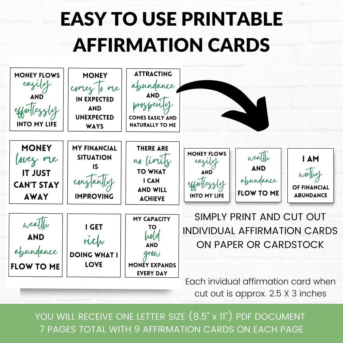 Printable Affirmation Cards for Money, Money Affirmation Cards, Wealth ...