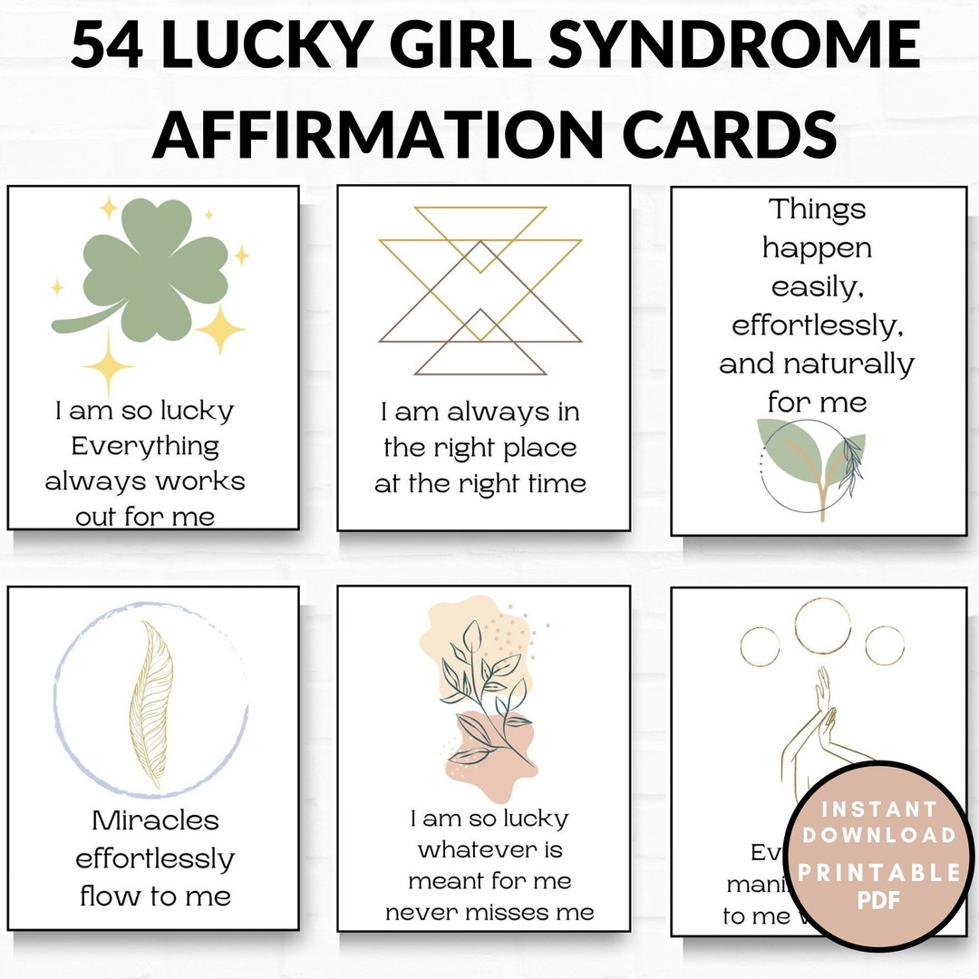 Lucky Girl Syndrome Affirmation Cards Printable, Lucky Girl Syndrome ...