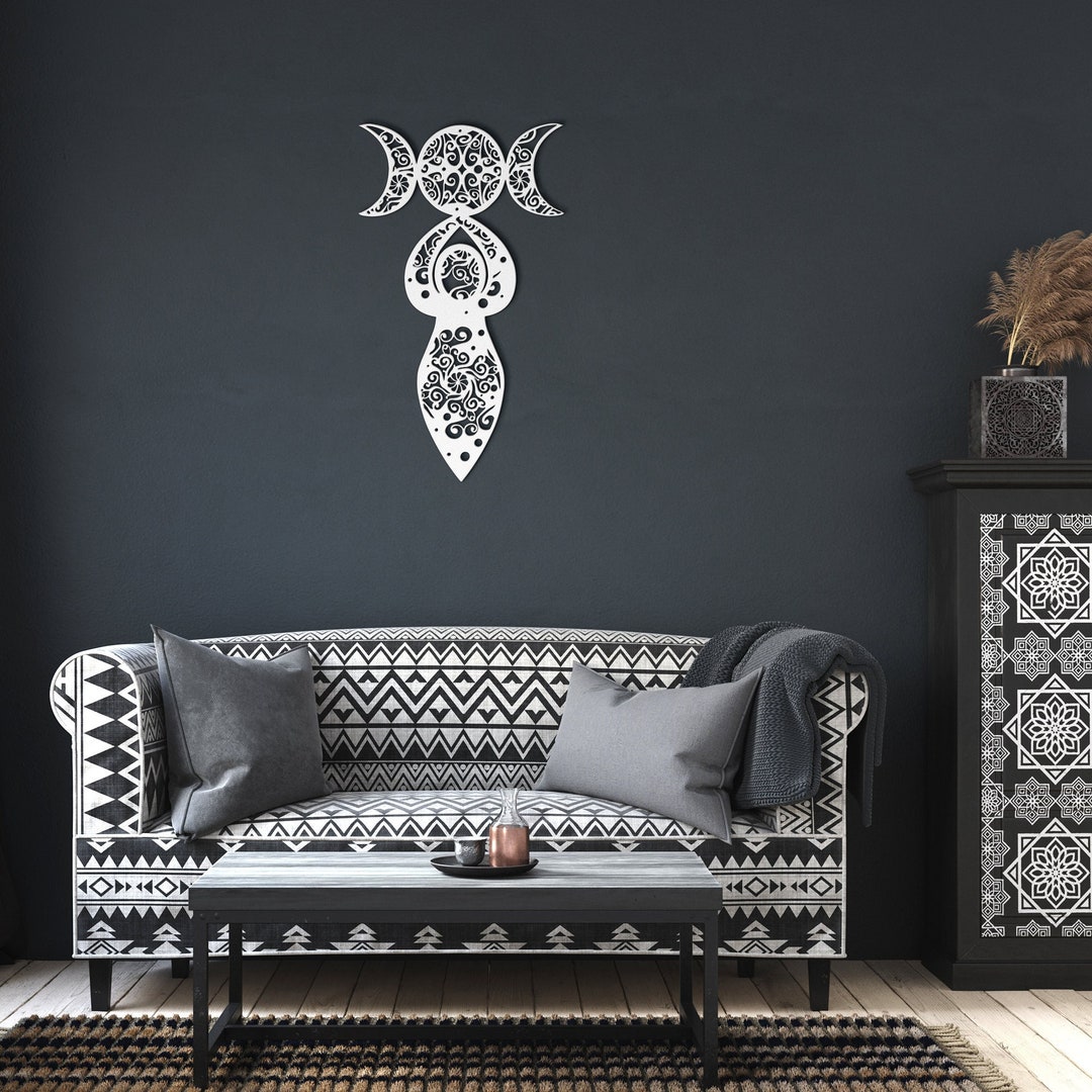 Triple Moon Goddess Wall Art, Metal Triple Moon Wall Art, Moon Goddess ...