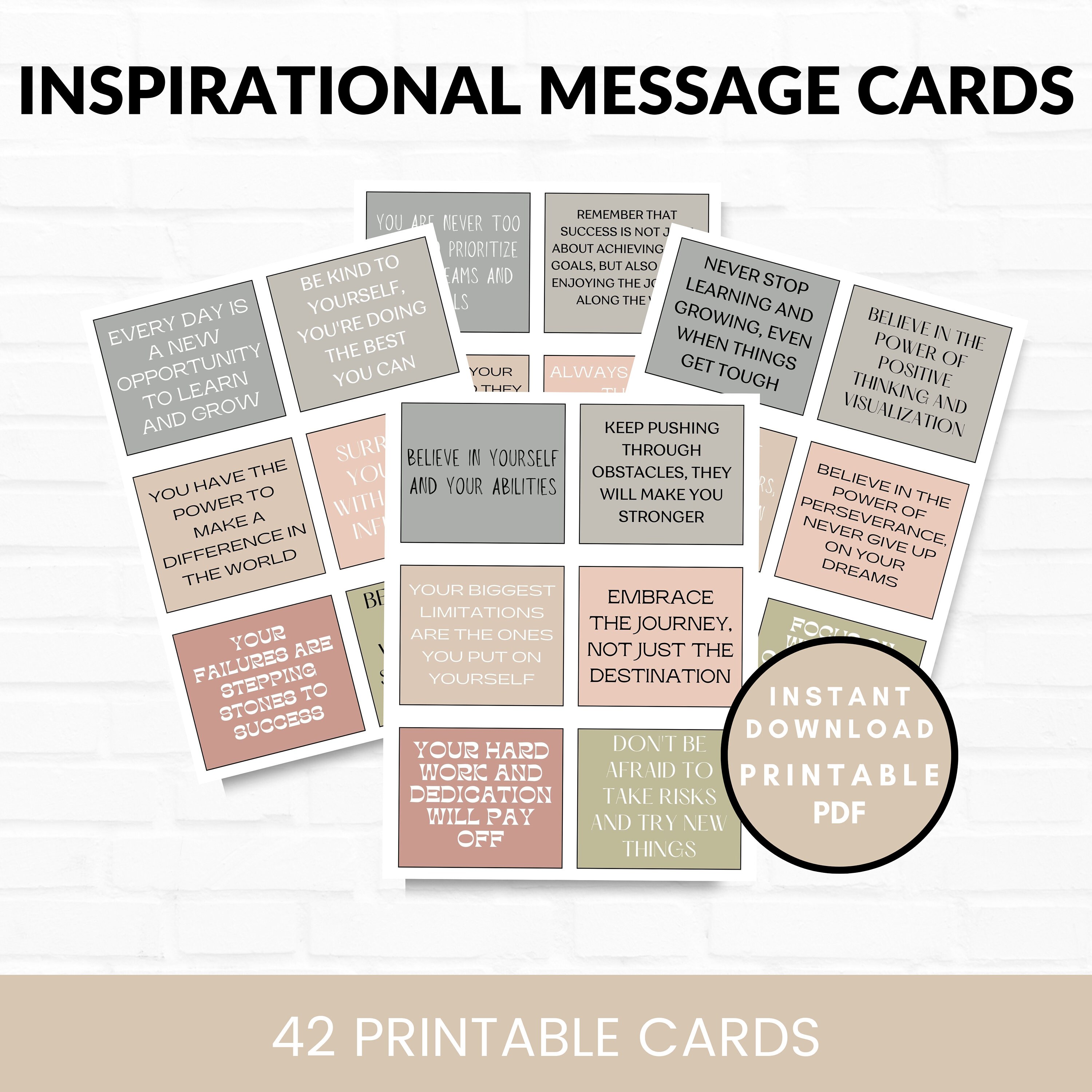Inspirational Message Cards, Printable Motivational Cards, Mindfulness ...