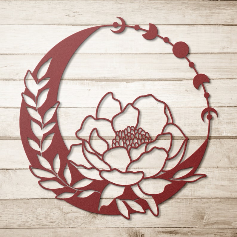 Metal Moon Phases Wall Art Flower Moon Wall Art Celestial - Etsy