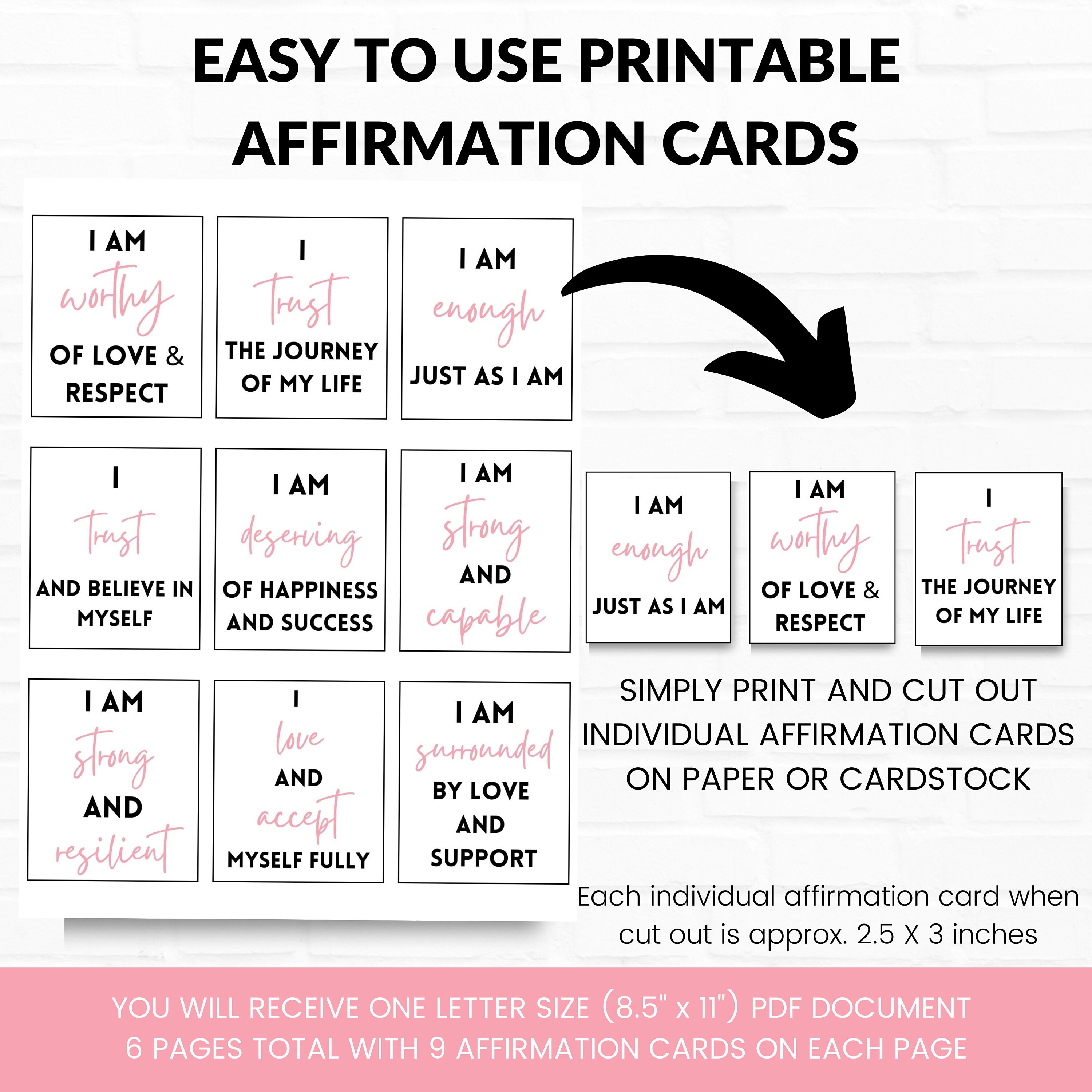 Self Love Affirmation Cards Printable Positive Affirmation Cards