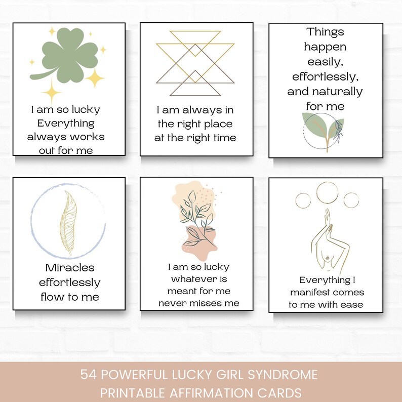 Lucky Girl Syndrome Affirmation Cards Printable, Lucky Girl Syndrome ...