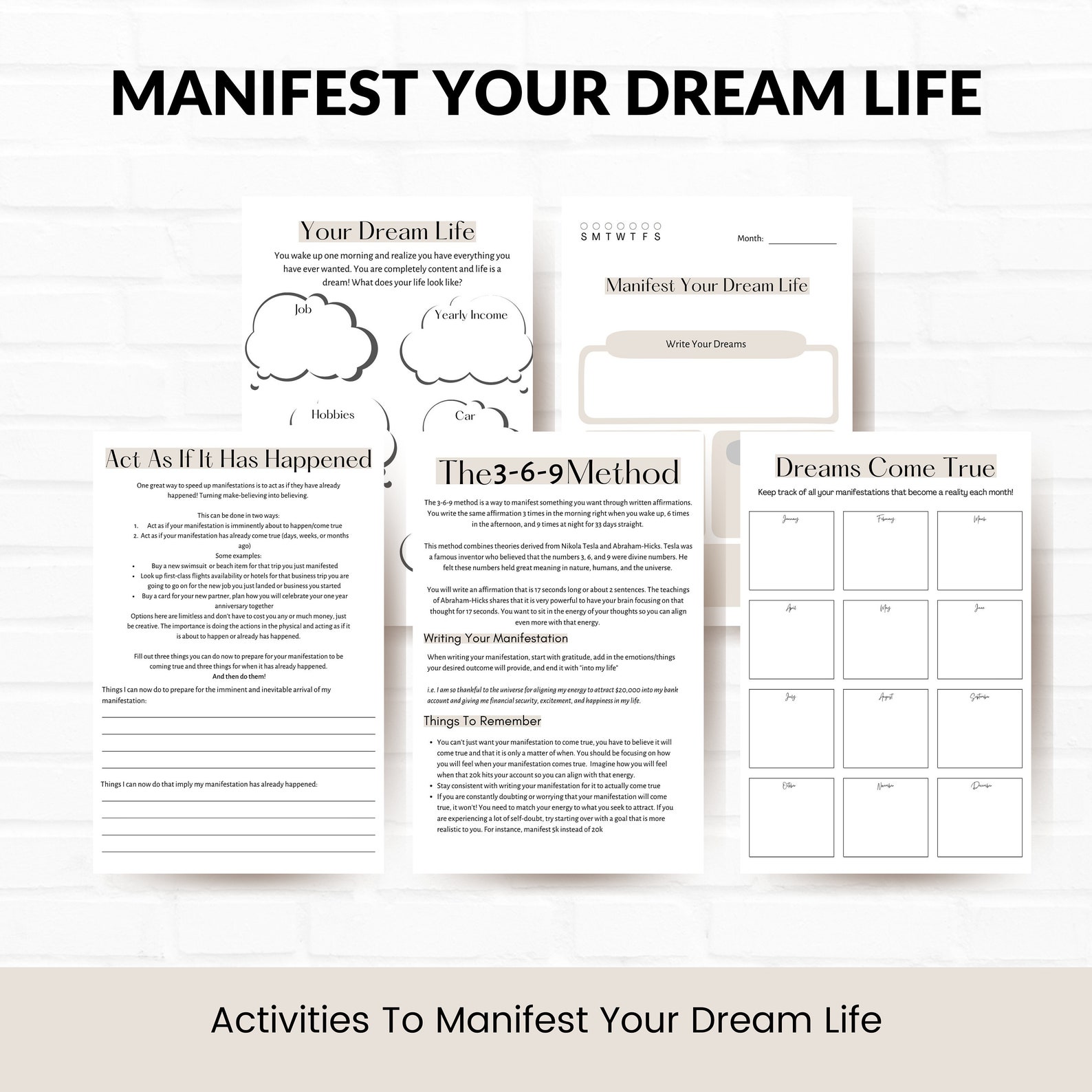 Manifestation Workbook, Manifestation Journal Printable, Digital ...