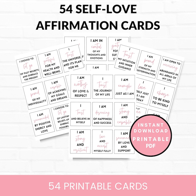 Self Love Affirmation Cards Printable Positive Affirmation - Etsy
