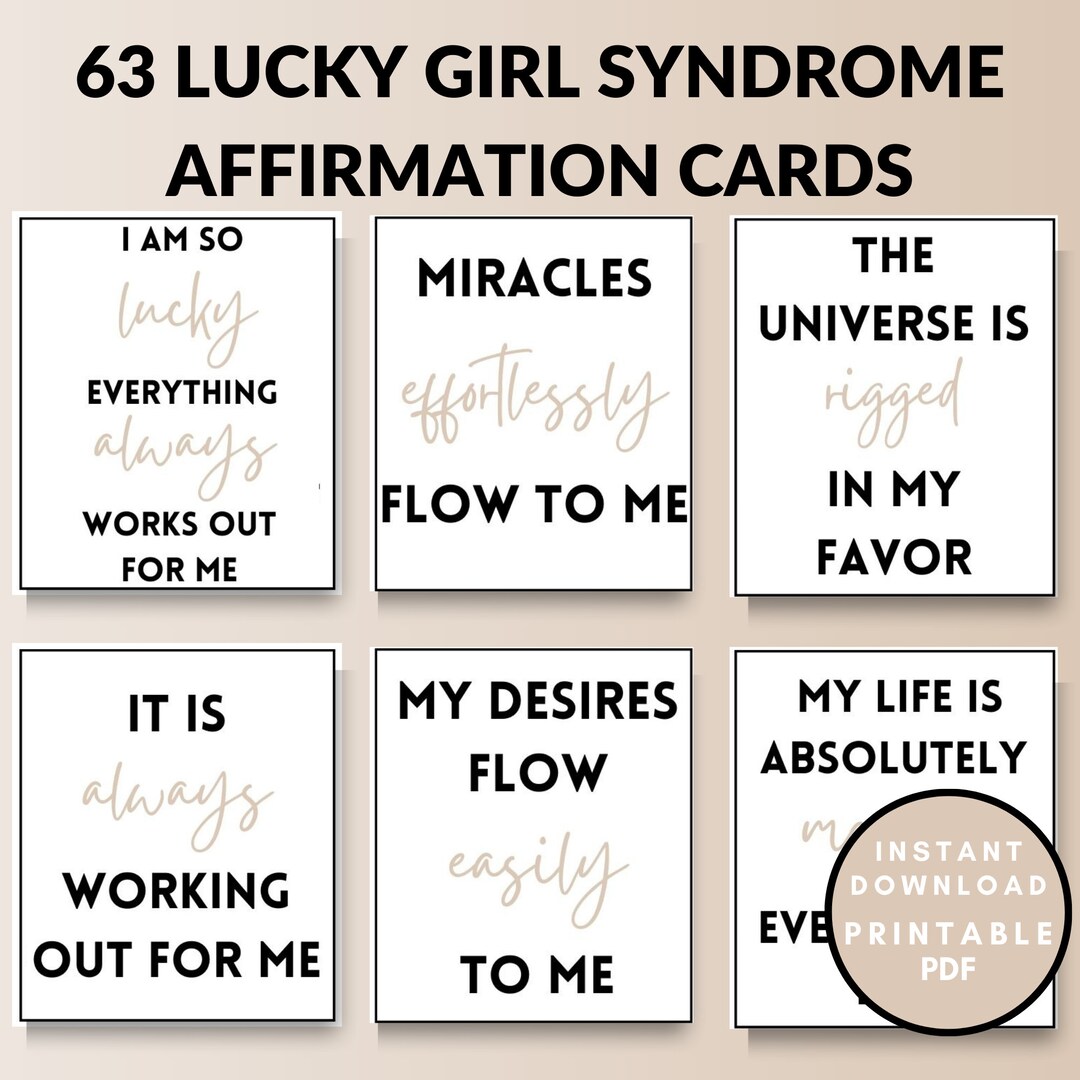 Lucky Girl Syndrome Affirmation Cards Printable, Lucky Girl Syndrome ...