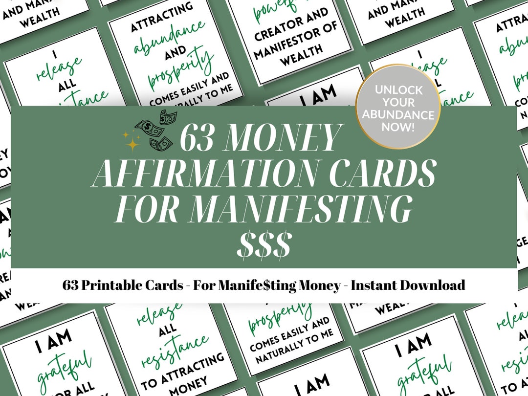 Money Affirmation Cards Printable, Affirmation Cards for Money, Wealth ...