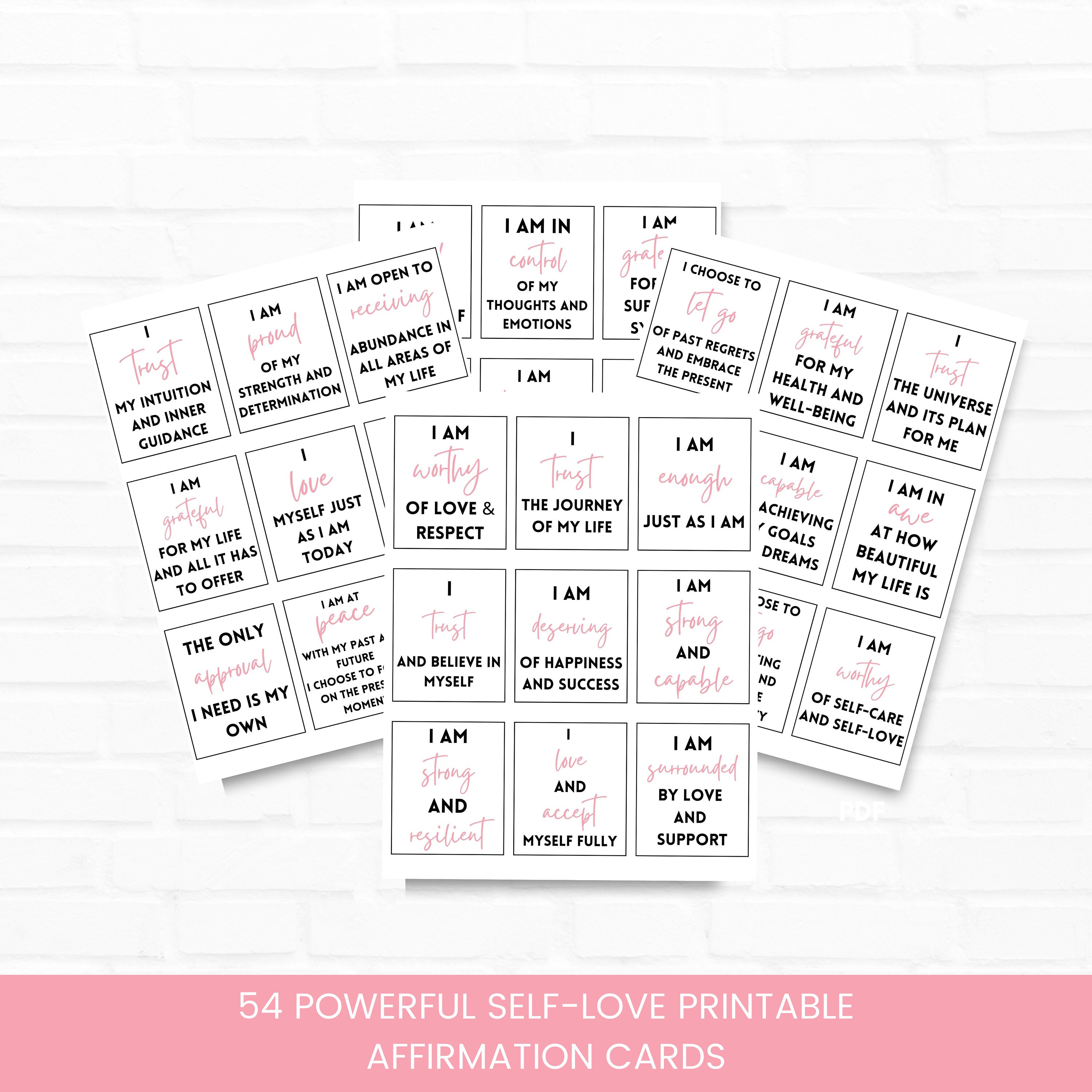 Self Love Affirmation Cards Printable, Positive Affirmation Cards ...