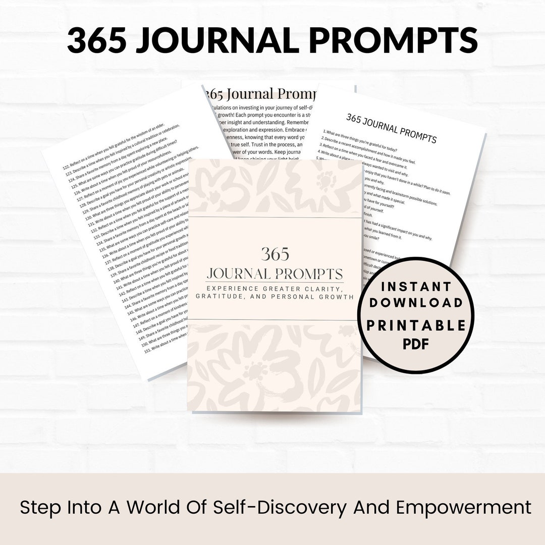 365 Journal Prompts, Printable Journal Pages, Digital Writing Journal ...