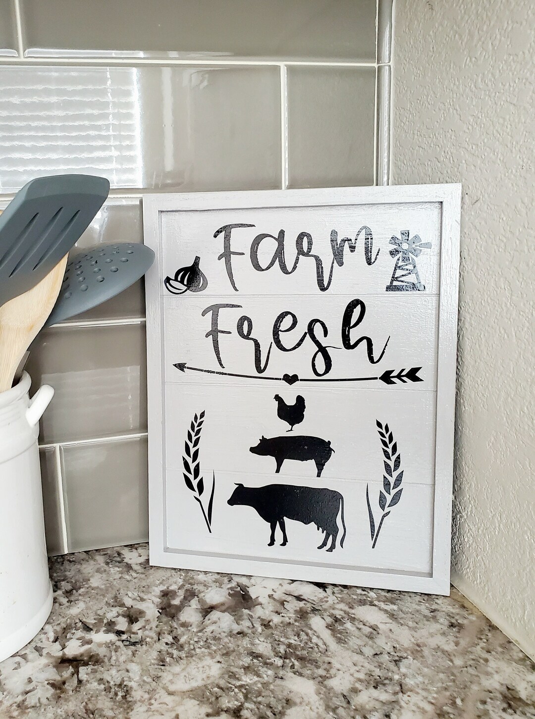 Farmhouse Kitchen Sign, Farm Fresh Wall Décor, Rustic Kitchen Sign ...