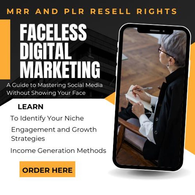 Faceless Digital Marketing Guide With MRR and PLR Resell Rights - Etsy