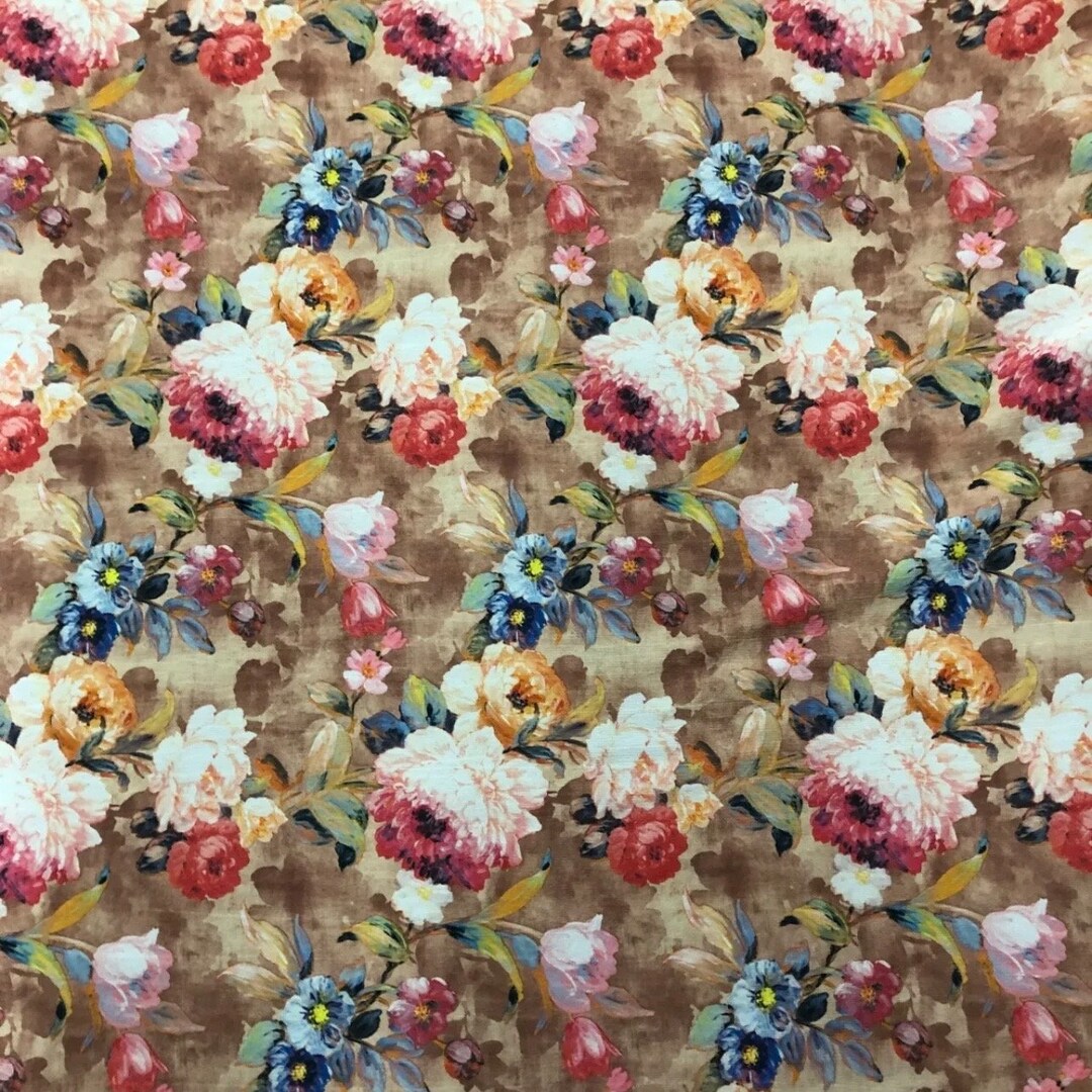 Soft Crinkle Crepe Stoff 58 Zoll Braun Floral Meterware - Etsy.de