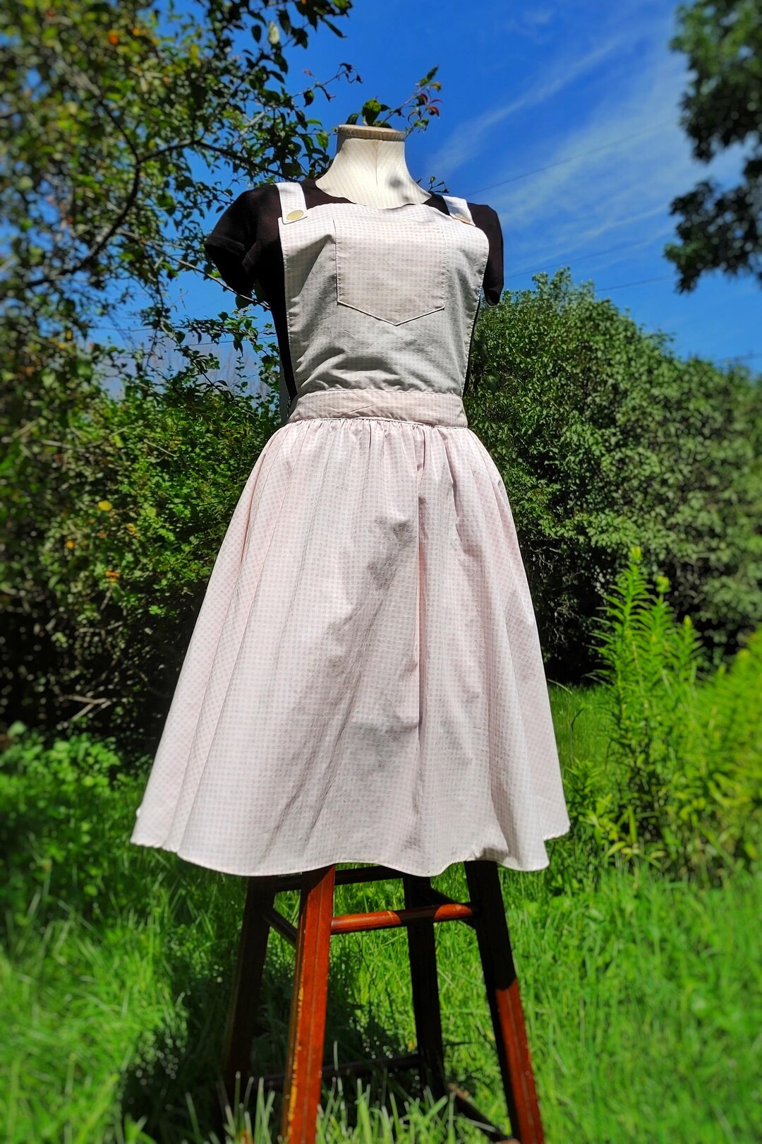 50's Inspired Pink Gingham Overalls Dress/ Pinafore - Etsy