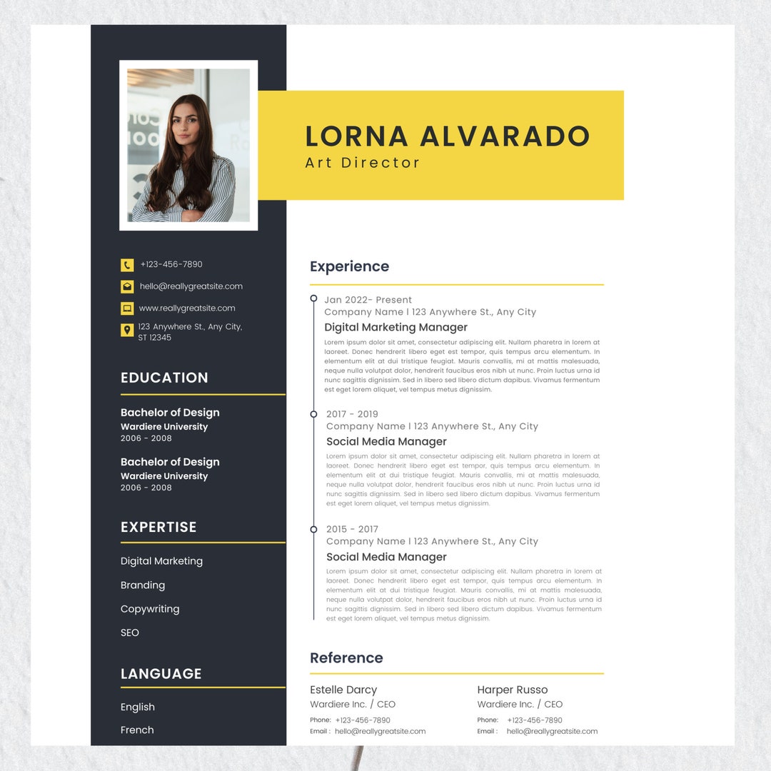 Resume Template, Modern Resume Template With Photo, Resume Template ...
