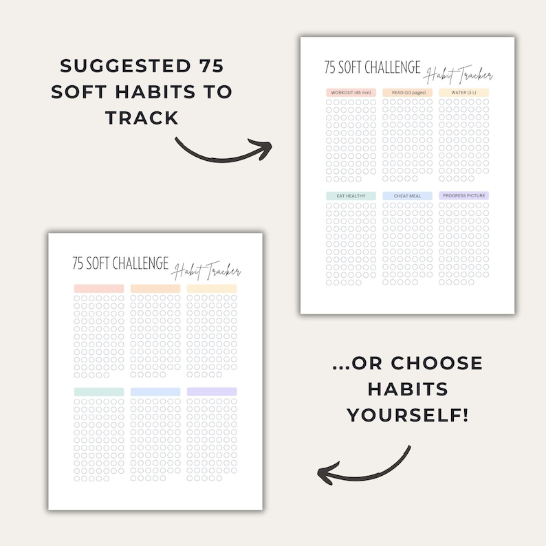 75 Day Soft Challenge Tracker: Printable A5 & US Letter Size Planner ...