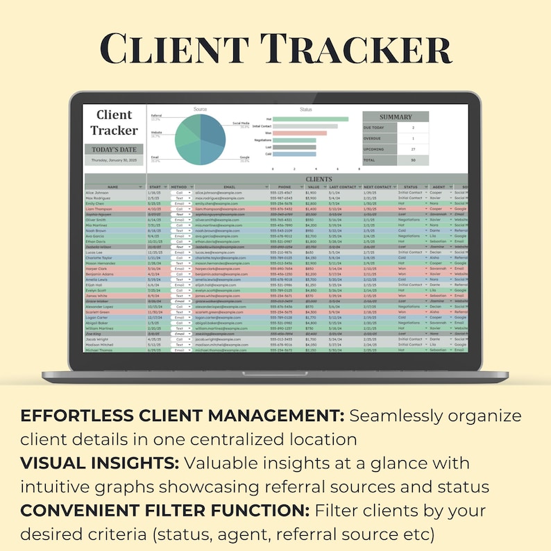 Google Sheets CRM Client & Task Tracker Invoice Customer Payment ...