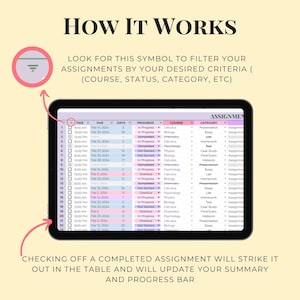 Google Sheets Assignment Tracker Student Planner Academic Template ...