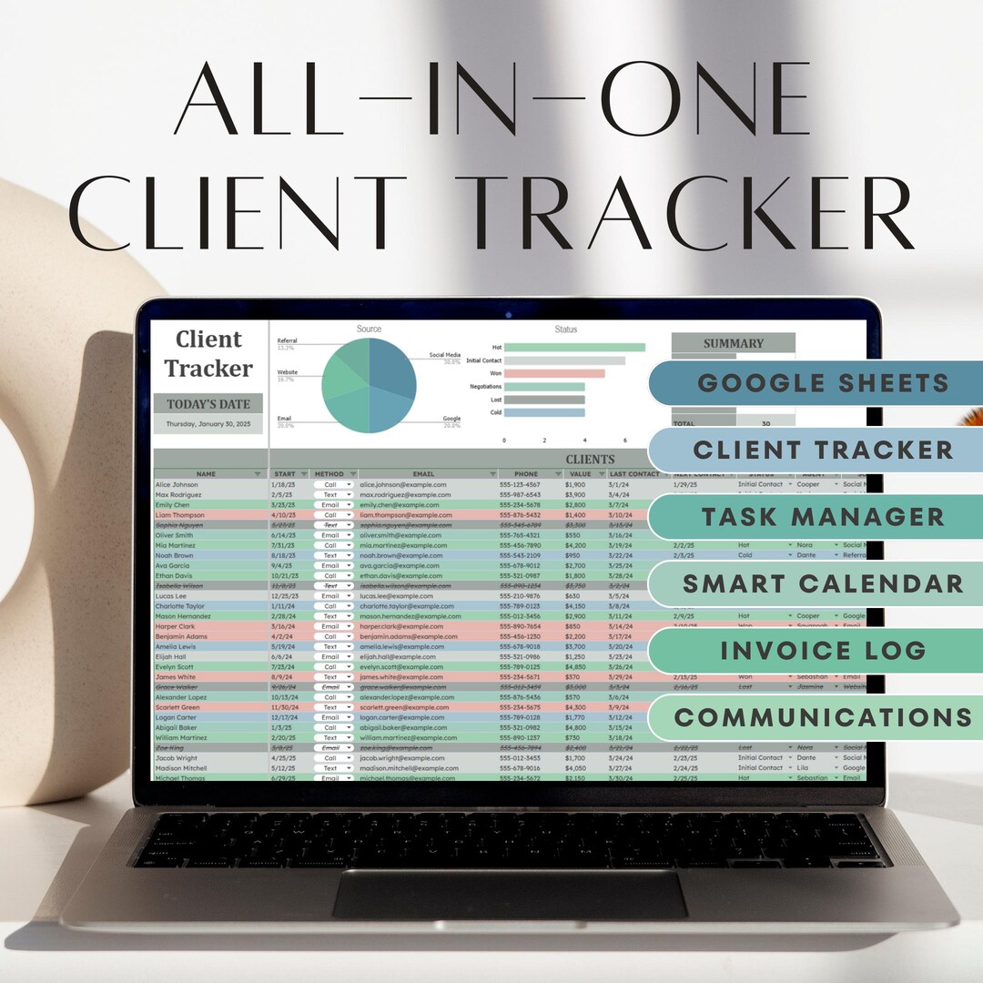 Google Sheets CRM Client Task Tracker Invoice Customer Payment ...