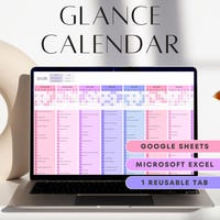 One-page Monthly Planner, 12 Months Yearly Overview Spreadsheet for ...