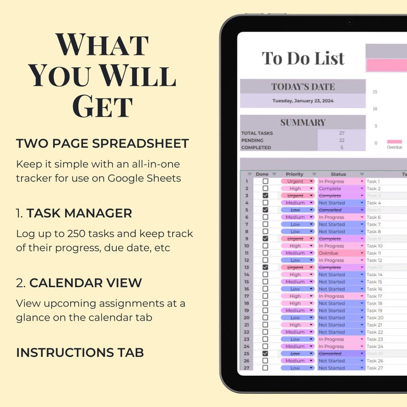 Google Sheets Task Tracker Template to Do List Task Manager ...