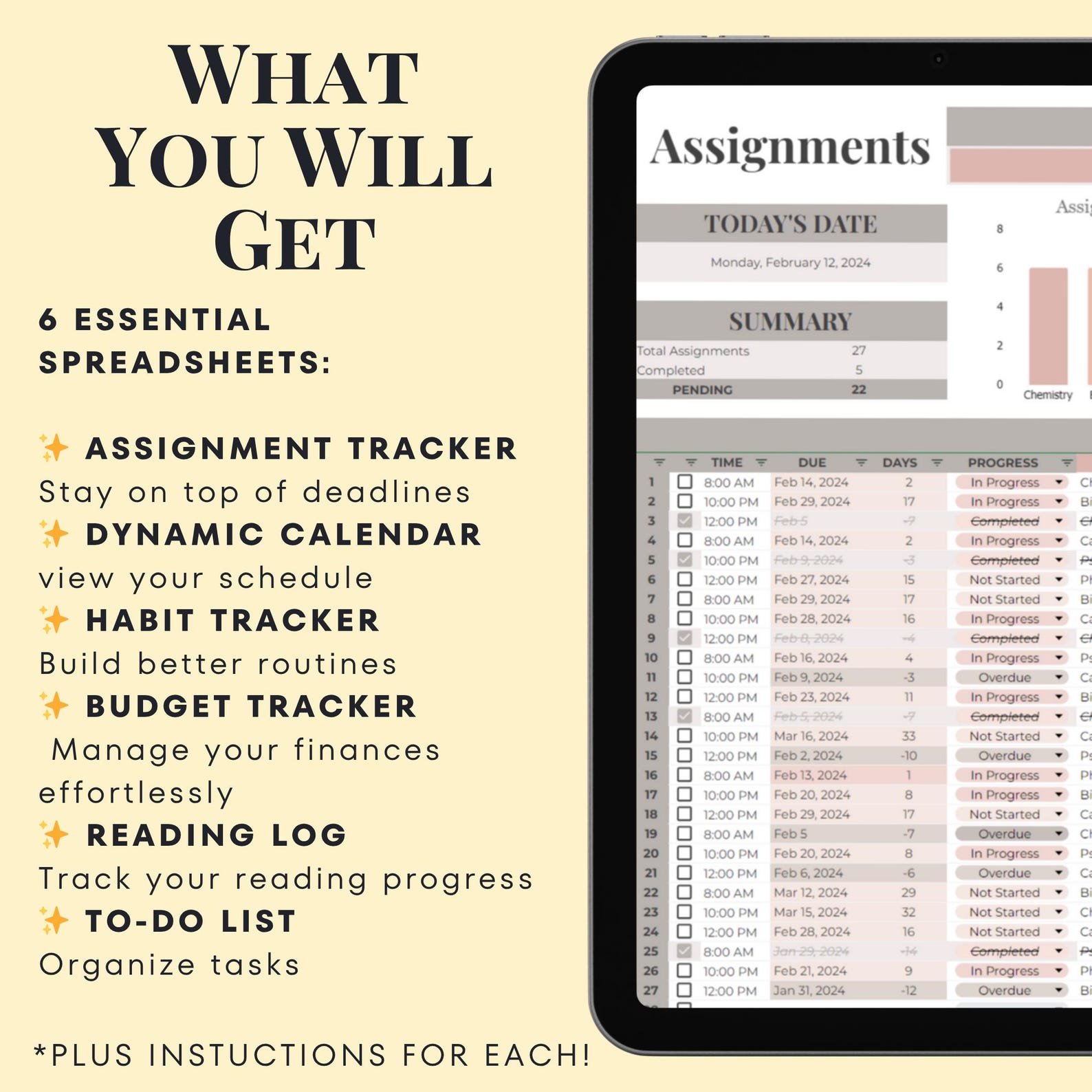 Google Sheets Student Planner Spreadsheet Template School College ...