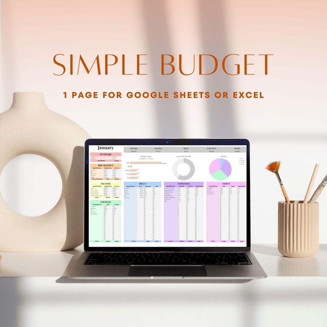 Google Sheets Budget Planner, Monthly Budget Excel Spreadsheet ...