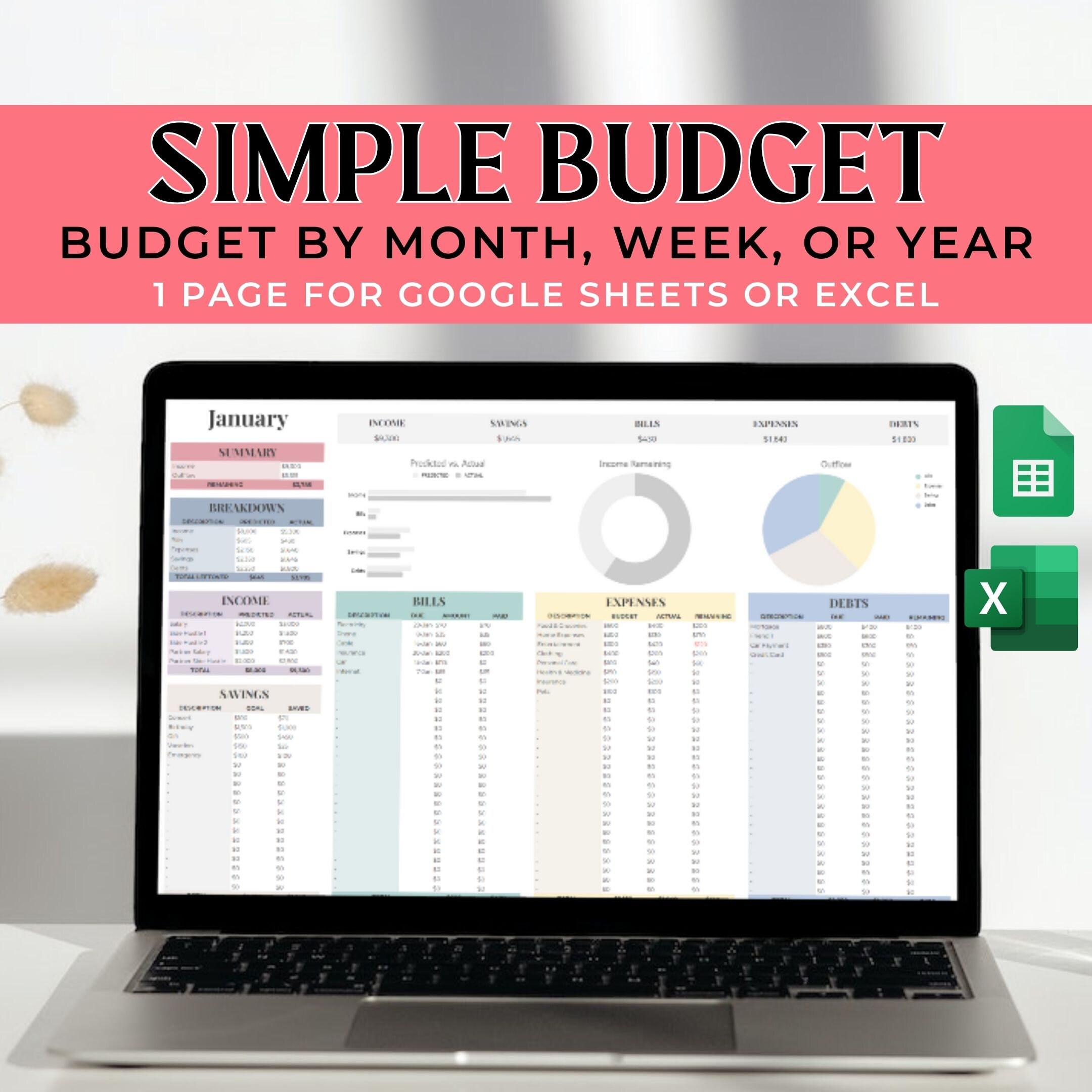 Expense Tracker Spreadsheet Template, Google Sheets Budget Planner ...