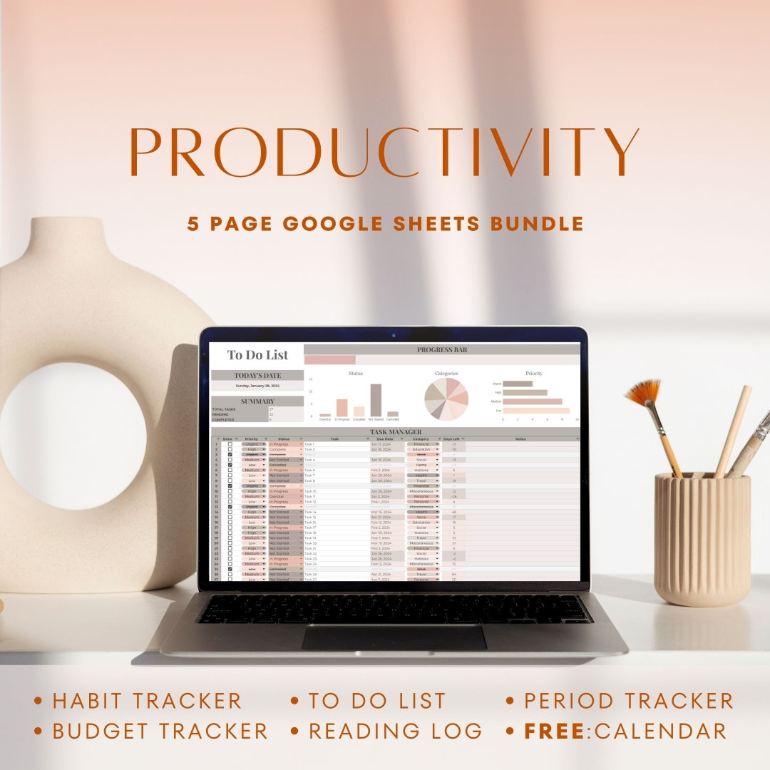 Aesthetic Google Sheets Life Planner Spreadsheet, to Do List, Budget ...